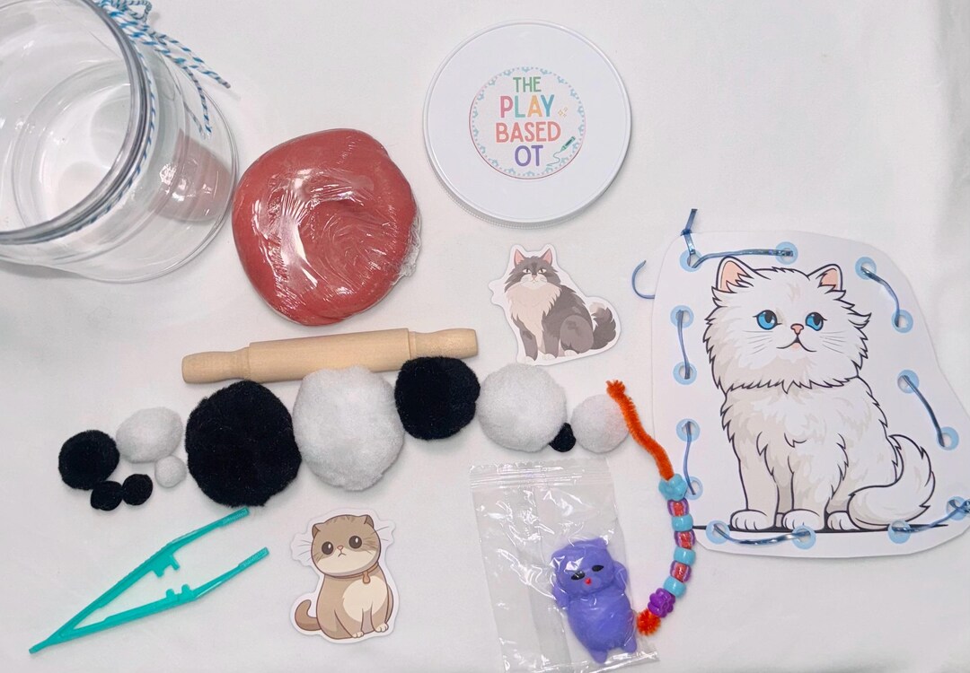 Cat Fine Motor Skills Kit | Sensory Jar With Play Dough - Etsy