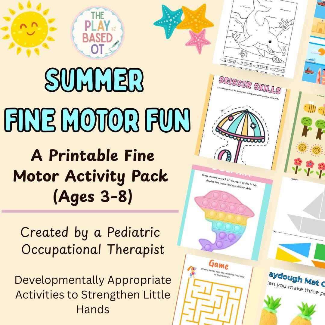Summer Fine Motor Printable Pack for Kids | OT Activities for Ages 3–8 ...