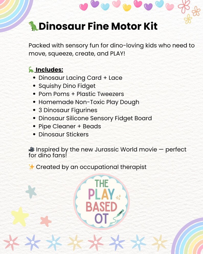 Dinosaur Fine Motor Activity Kit | Jurassic Sensory Bin, OT Tools - Etsy