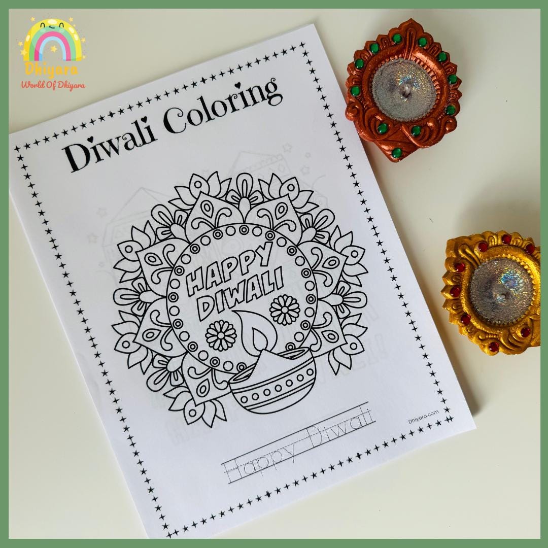 20 Printable Diwali Coloring Pages for Kids Fun & Educational Diwali ...
