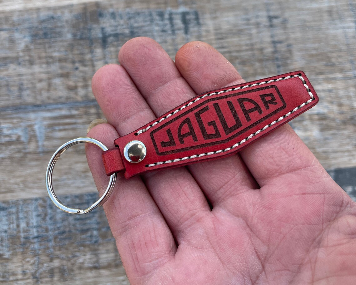 Vintage Jaguar Logo Leather Key Fob Key Ring Key Chain in - Etsy