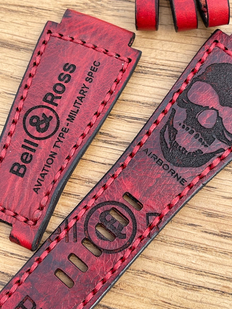 Leather Watch Strap for Bell and Ross Watches Red Vintage | Etsy