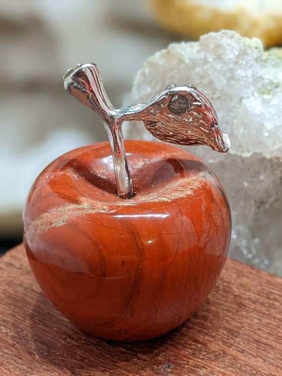 Choice of Natural Stone Apple Carvings, Howlite, Crazy Agate, Green ...
