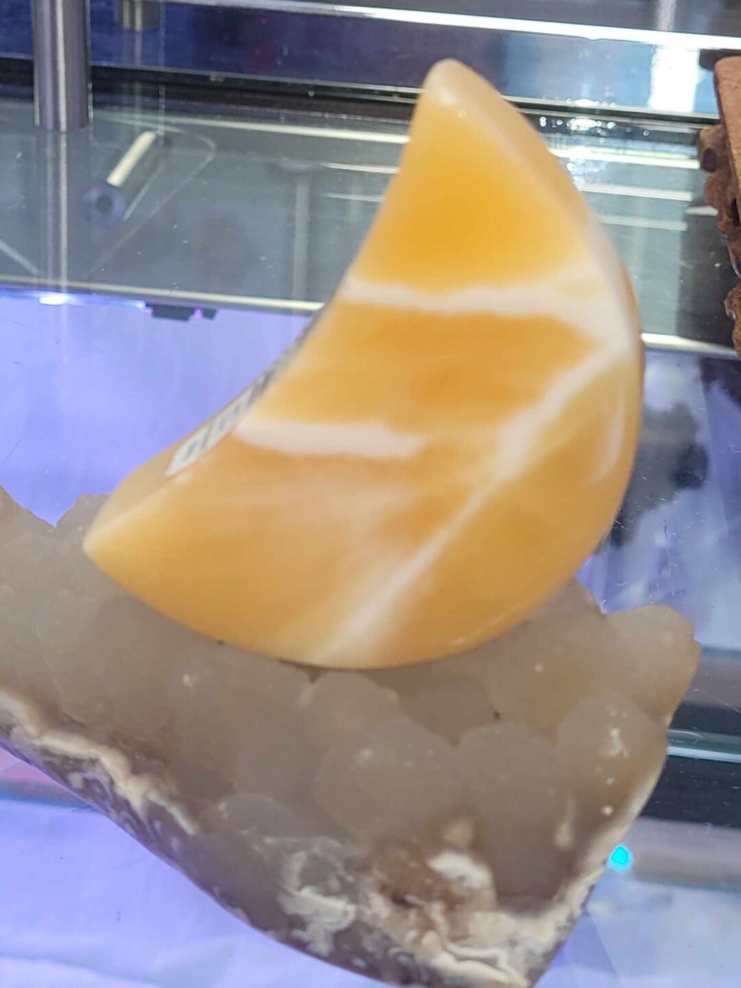 Mango Calcite 2 Sided Moon Carving, Orange Calcite, Mango Calcite ...