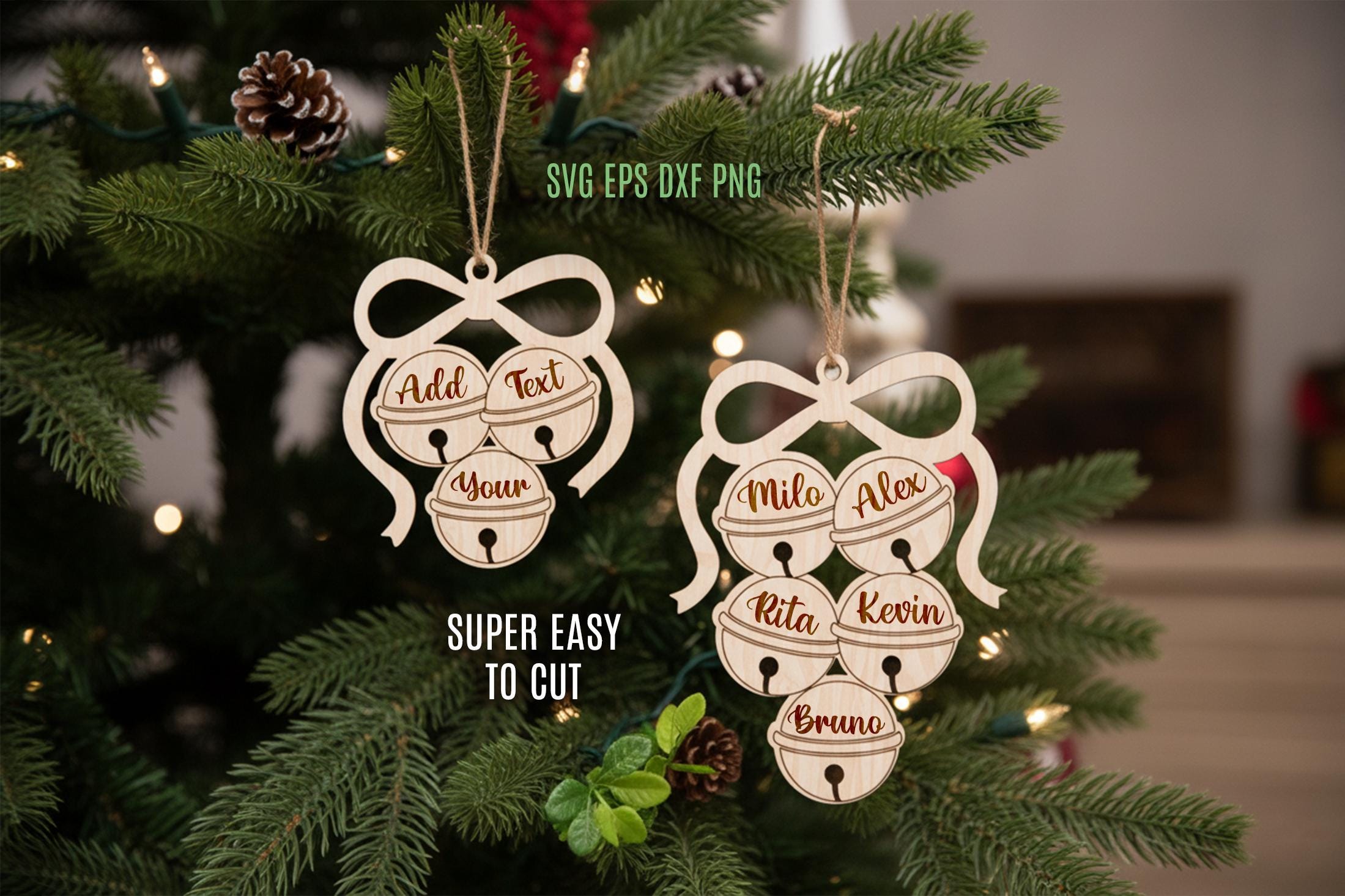 Family Christmas Bells Names Sign SVG, Personalized Christmas Bells ...