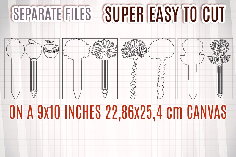 Teacher Flower Pencil SVG Laser Cut File Bundle (digital Download) - Etsy
