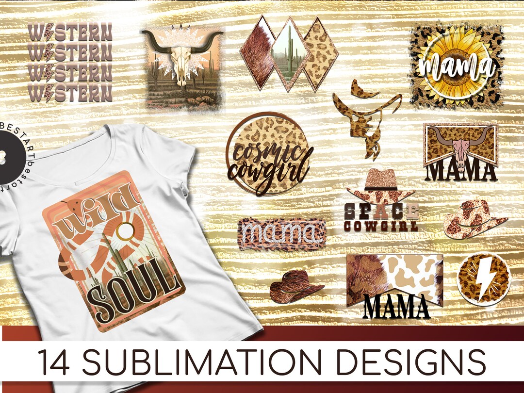 14x Western Sublimation PNG Design, Retro Western Sublimations, Western ...