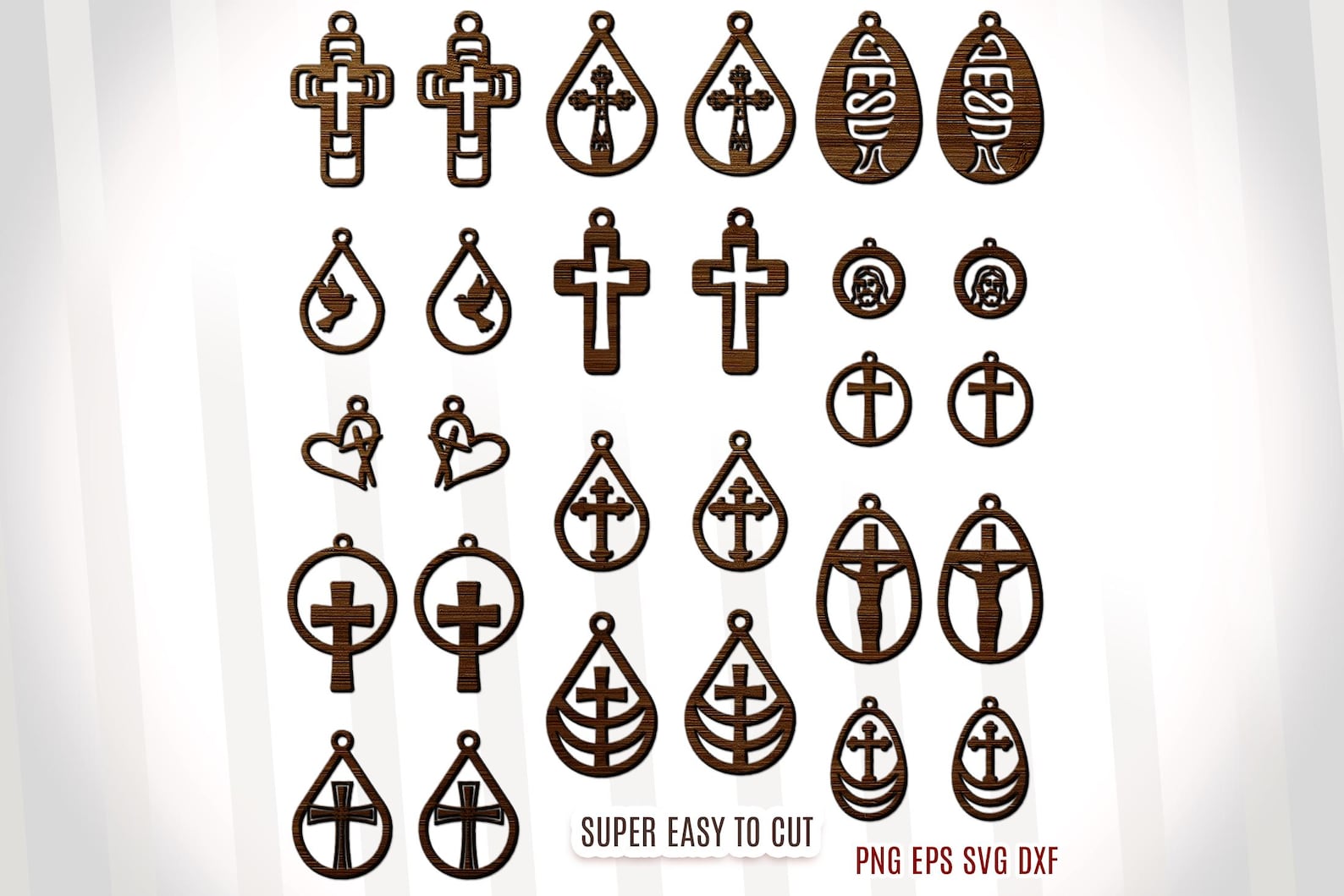 Christian Cross Earring SVG Bundle, Religious Earrings Template ...