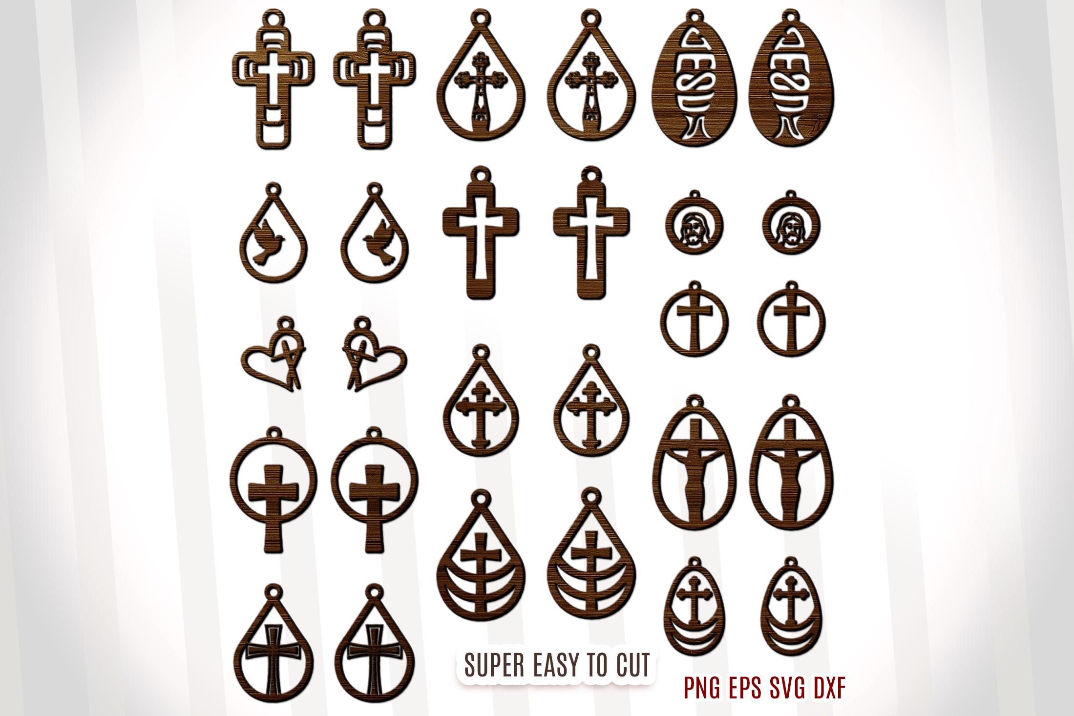 Christian Cross Earring SVG Bundle, Religious Earrings Template ...