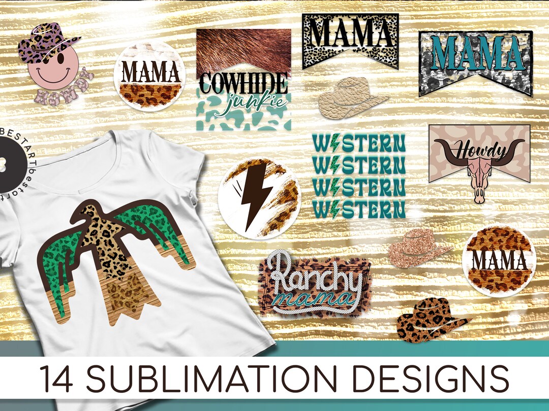 14x Western PNG Sublimation, Retro Western Clipart Sublimations ...