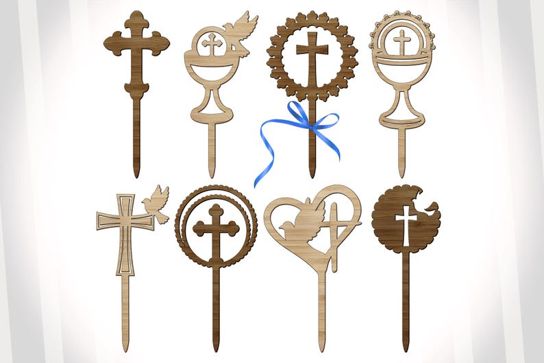 First Communion Cake Topper Svg, Christian Laser Cut File, Cross Dove ...