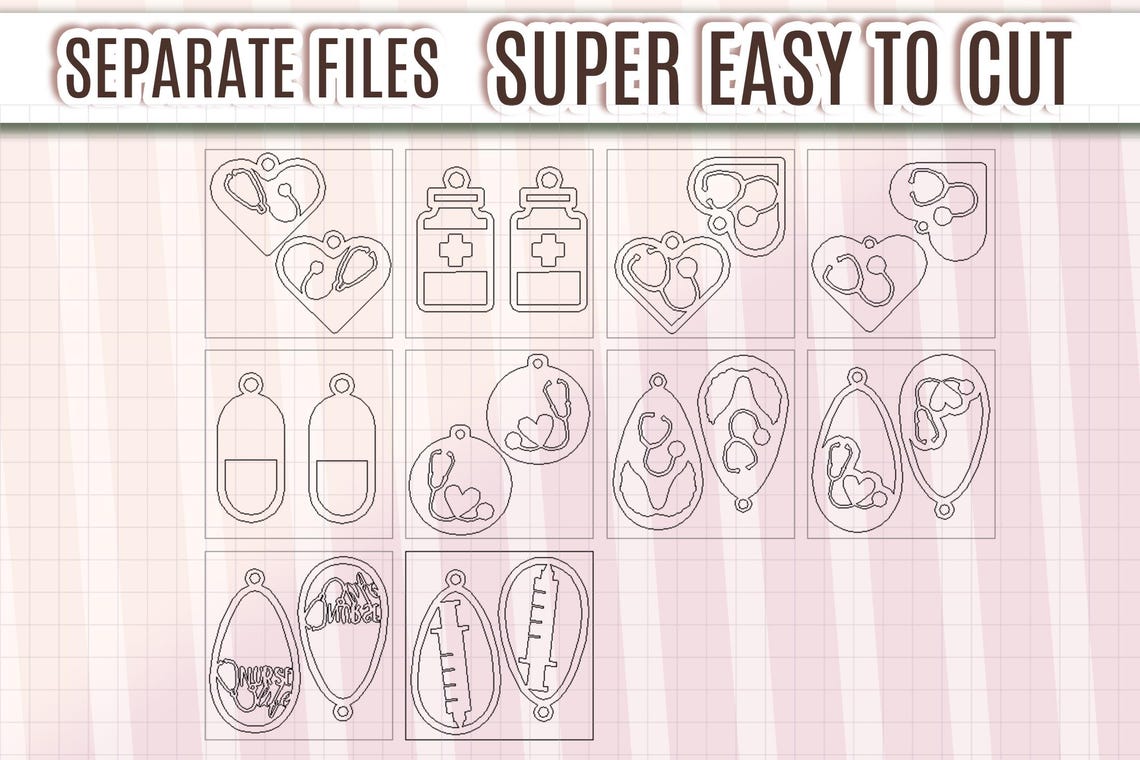 Nurse Earrings SVG Files, Nursing SVG Laser File, Nurse Jewelry File ...