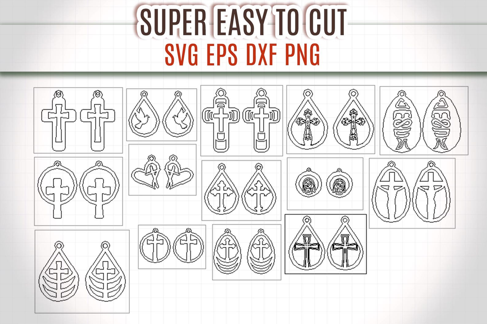 Christian Cross Earring Svg Bundle, Religious Earrings, Earrings ...