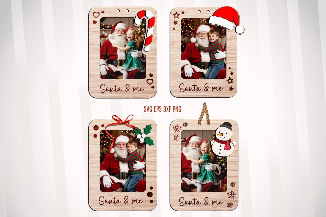 Santa and Me Photo Frame SVG Cut File Bundle, Christmas Photo Magnet ...