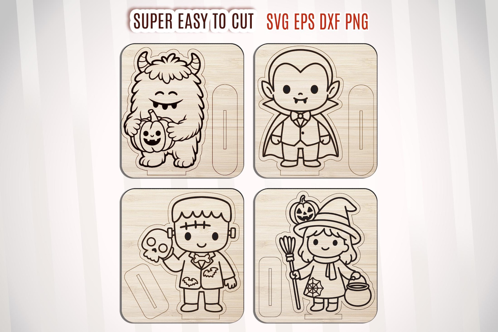 Halloween Monster Pop Out Stand SVG Files, Kids Painting Bundle ...