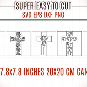 Floral Cross Laser Cut File Bundle, Christian Cross With Flowers Svg ...