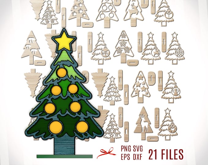Christmas Tree Wooden Cutout Shape Dxf, Silhouette Gift Tags Ornaments ...