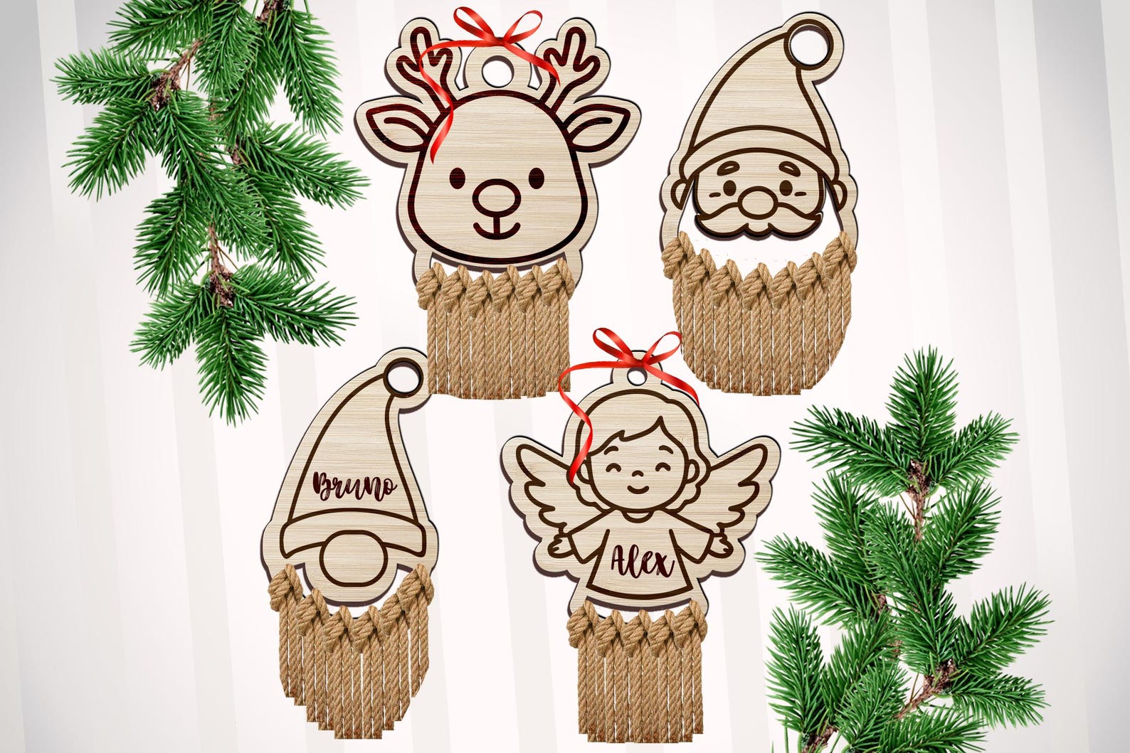 Macrame Angel Ornament Svg Laser Cut File, Gnome Ornament Svg Macrame ...