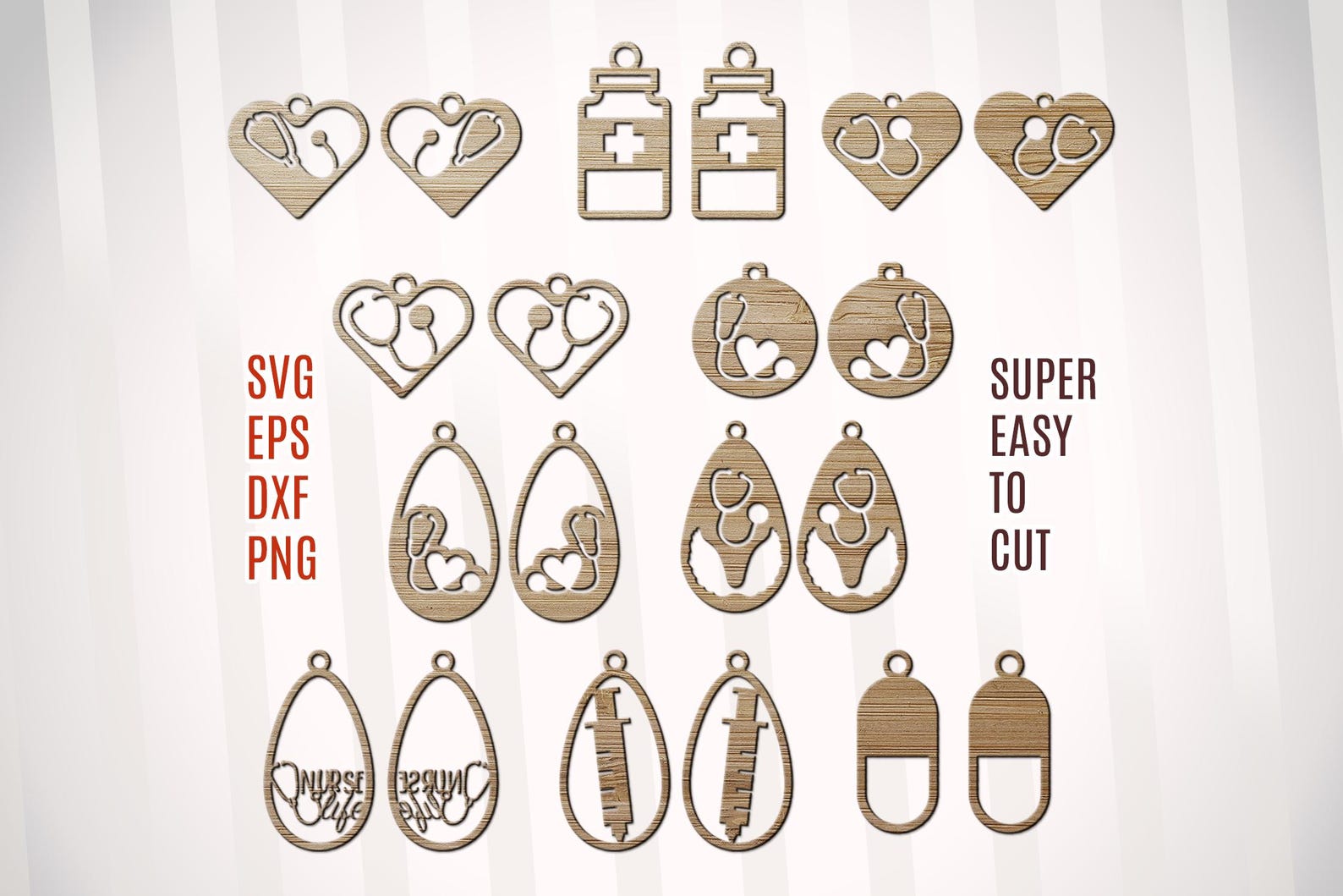 Nurse Earrings SVG Files, Nursing SVG Laser File, Nurse Jewelry File ...