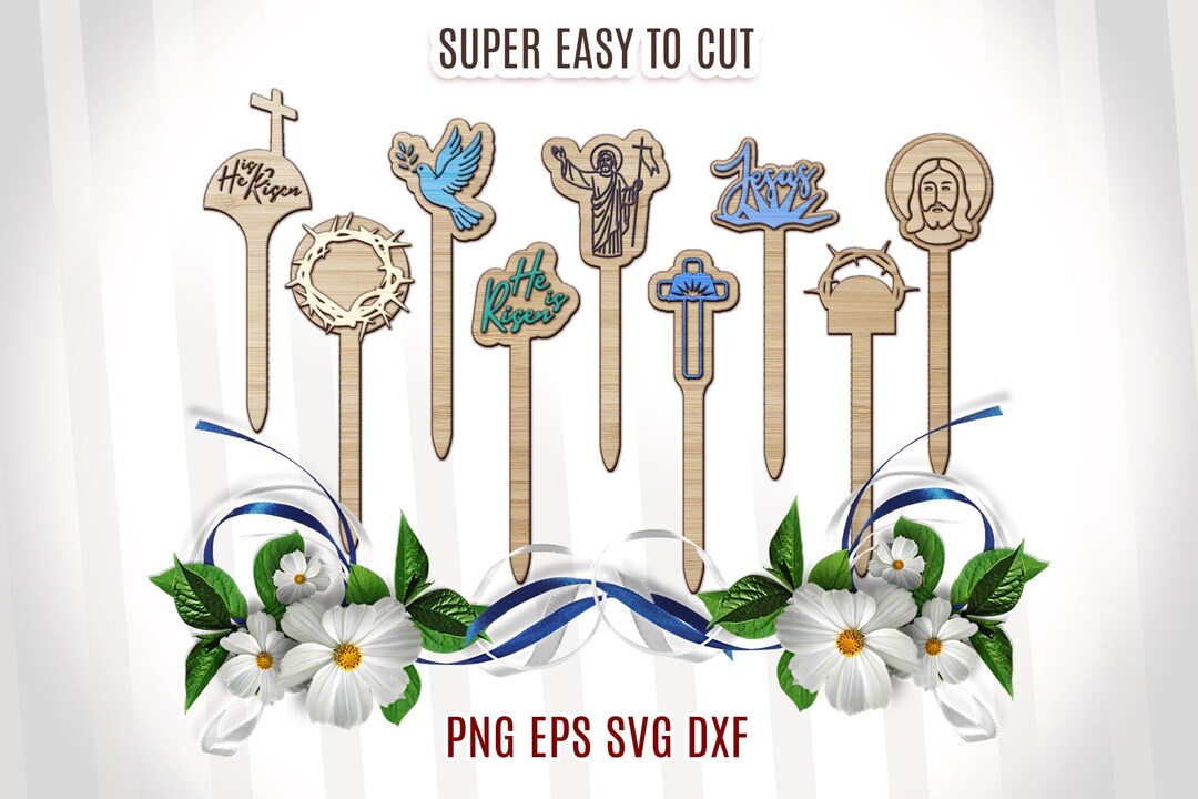 Christian Plant Stake Bundle Svg File, Christian Decor Laser Cut File ...