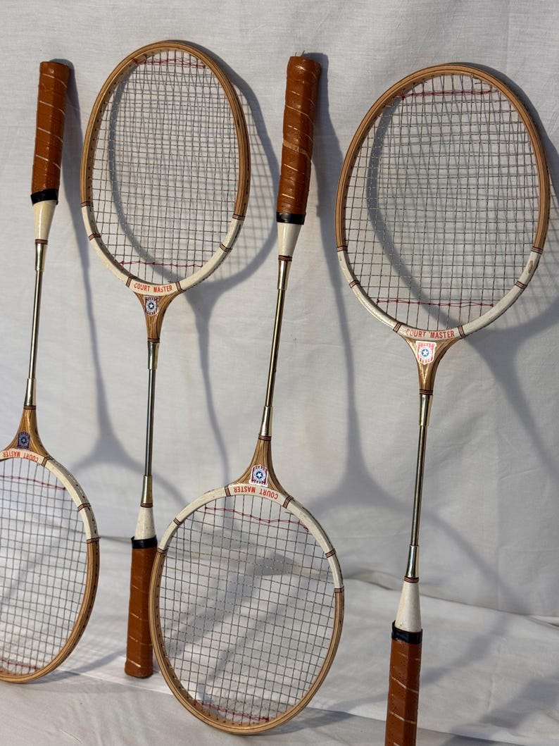 Vintage Wooden Badminton Rackets – Court Master Sports Racquets, Set of ...
