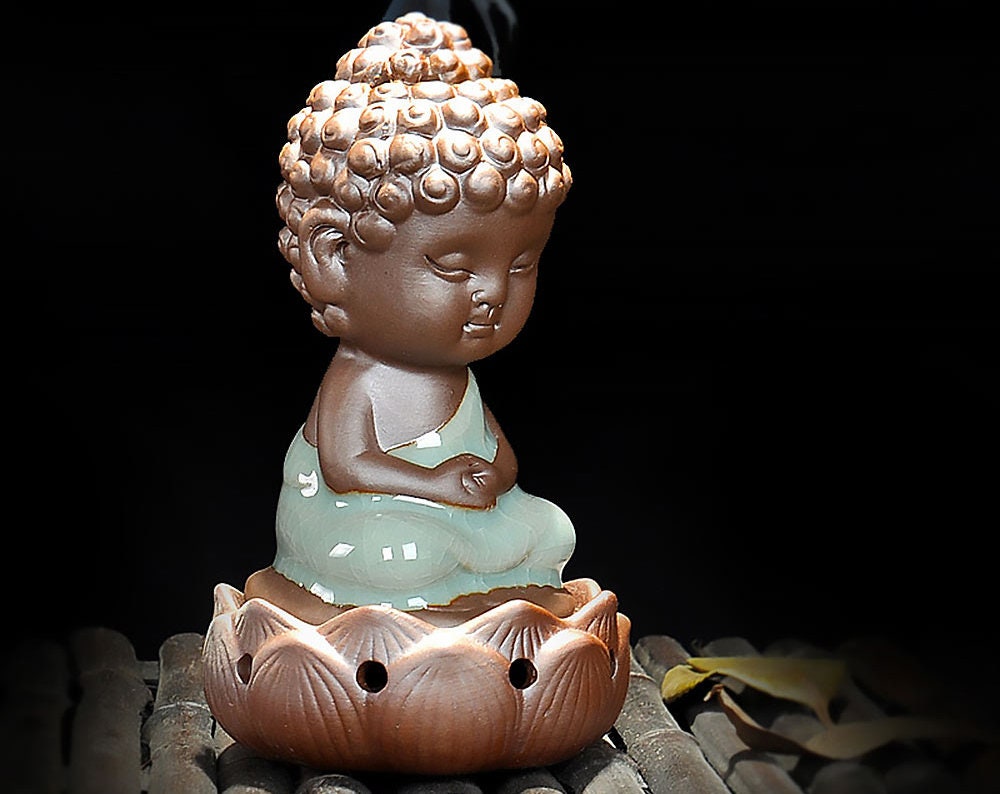 Ceramic Little Monk Figurine, Cute Baby Buddha Statue, Home Decor - Etsy