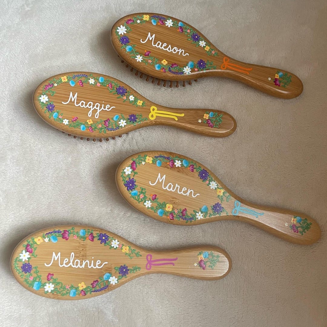 Wildflower Hand-painted Custom Hair Brush | Bridesmaid Proposal ...