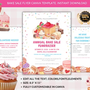 EDITABLE Bake Sale Flyer, PTA Bake Sale Flyer, School Fundraiser Flyer ...