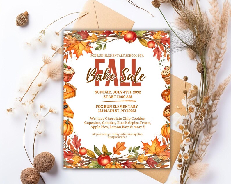 EDITABLE Fall Bake Sale Flyer Bundle | Autumn Bake Sale Flyer | PTA ...