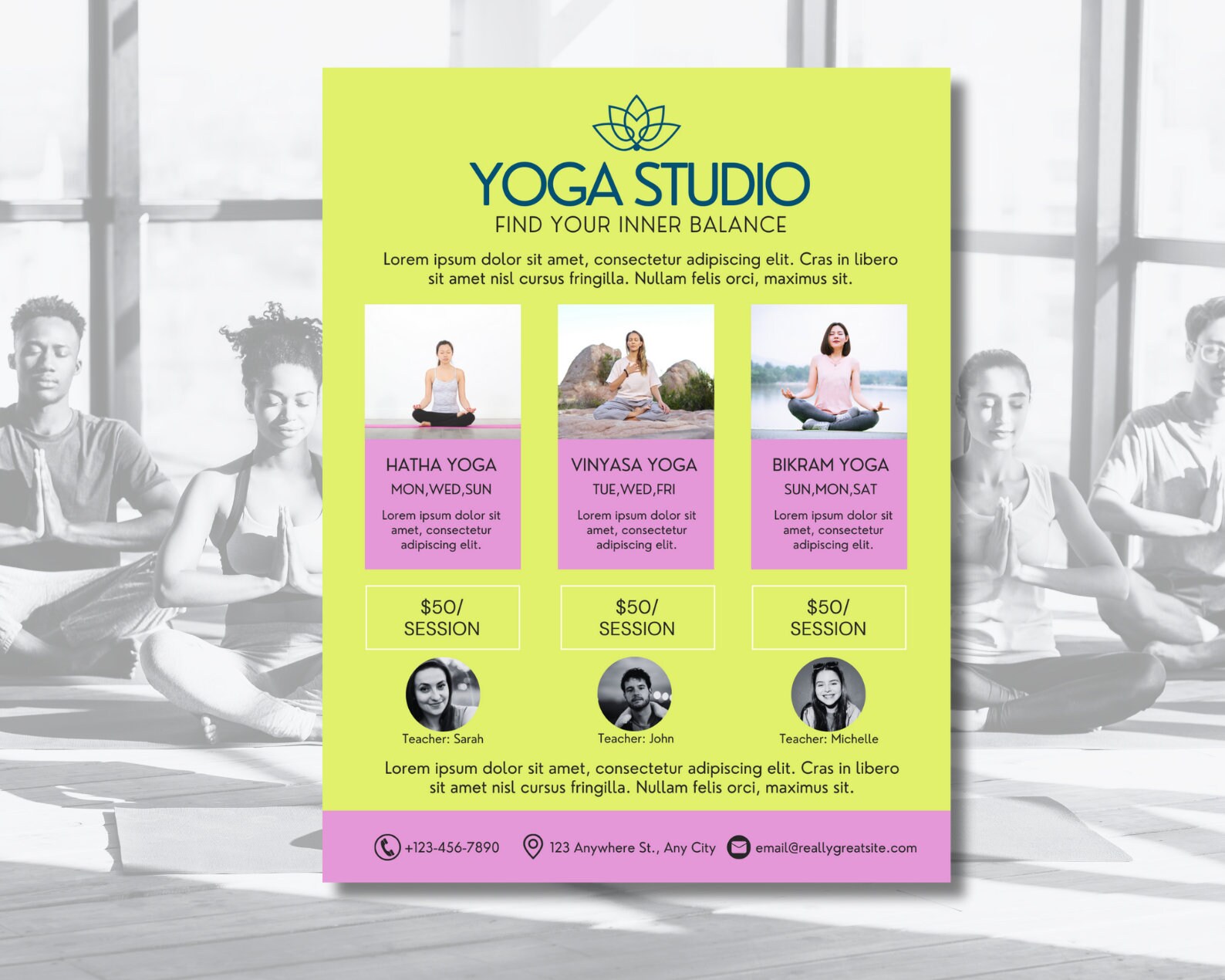 Editable Yoga Class Flyer Template: Studio & Instructor Design (digital ...