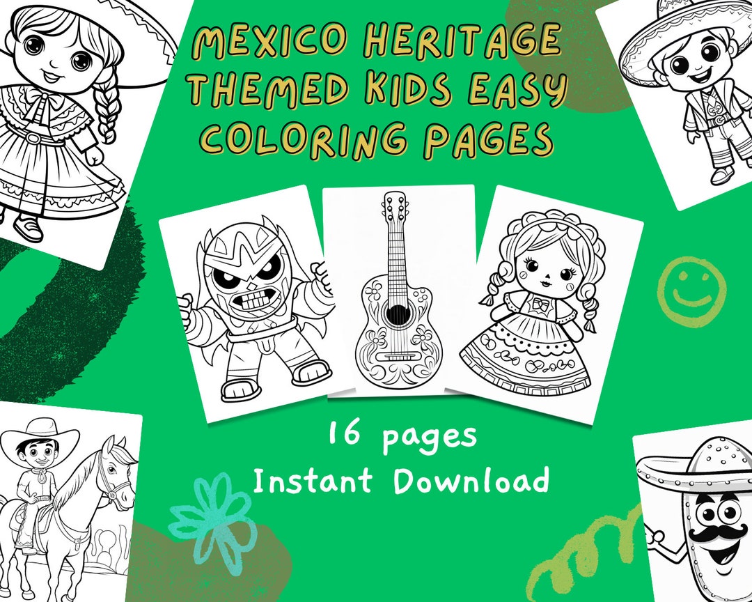 Mexico Theme Coloring Pages for Kids: 16 Printable Heritage Designs ...
