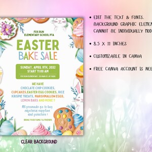 Editable Easter Bake Sale Flyer | Printable Fundraiser (8.5x11 Inches ...