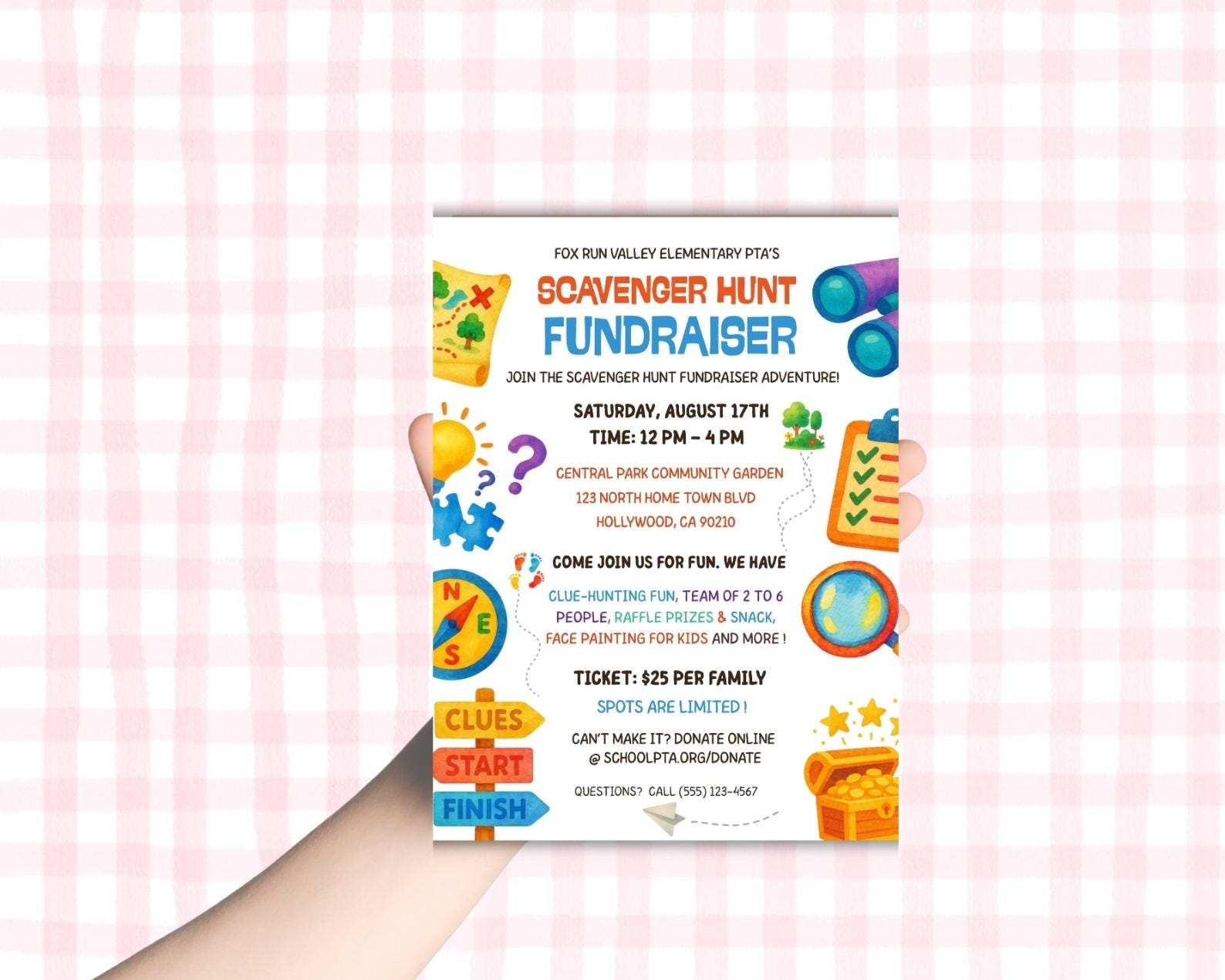 Editable Scavenger Hunt Fundraiser Flyer: School Event Template ...
