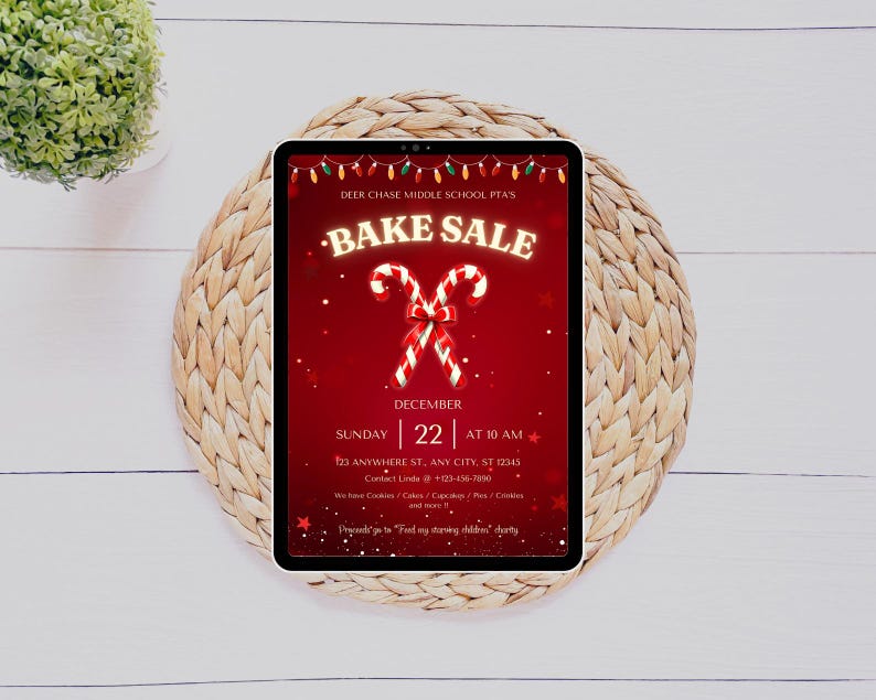 Editable Holiday Bake Flyer | Christmas Fundraiser Template (digital ...