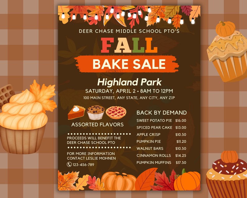 EDITABLE Fall Bake Sale Flyer Bundle | PTA Fundraiser Flyer | Bake Sale ...