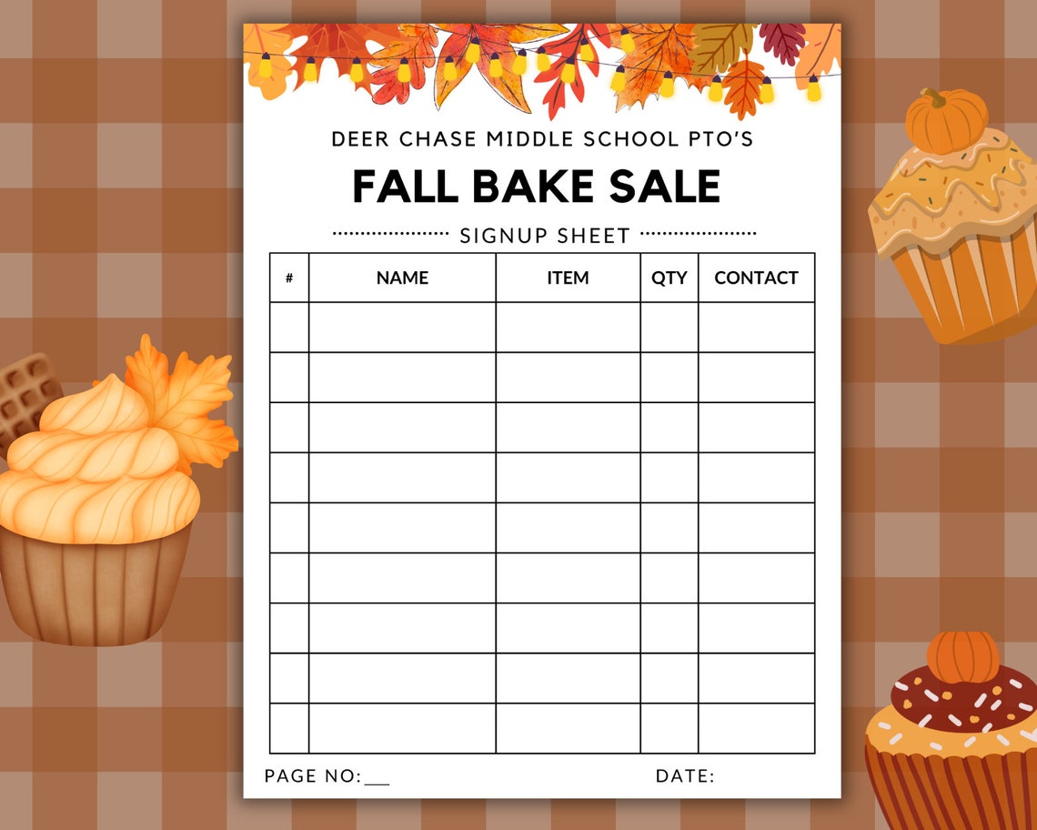 EDITABLE Fall Bake Sale Flyer Bundle | PTA Fundraiser Flyer | Bake Sale ...