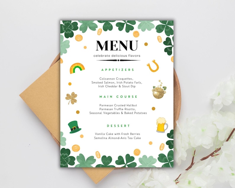 St Patrick's Day Menu Template: Irish Pub Design (digital Download) - Etsy