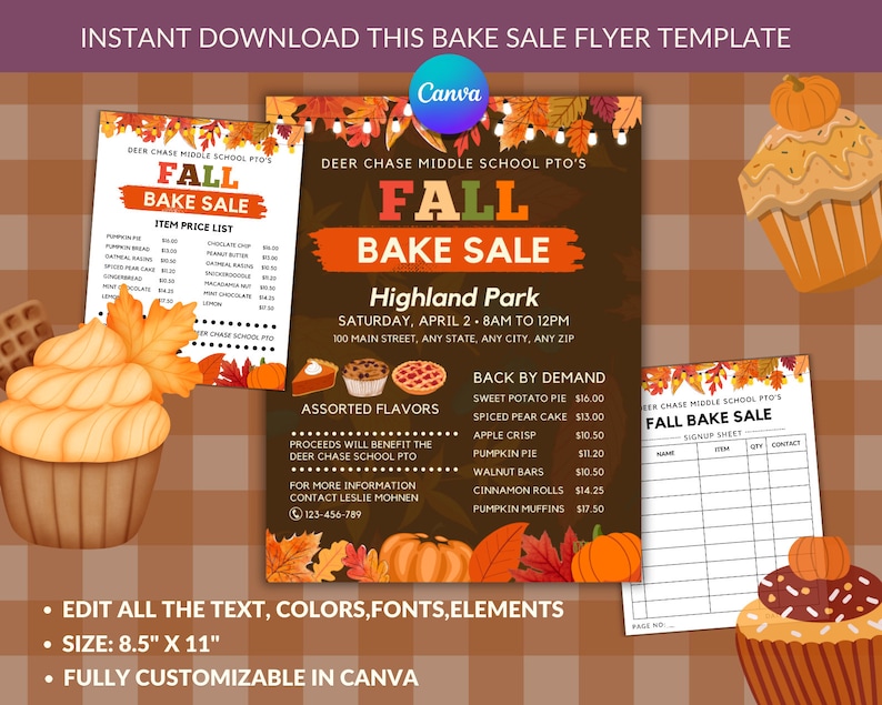 Fall Bake Flyer Bundle | Editable PTA Fundraiser (instant Download - Etsy
