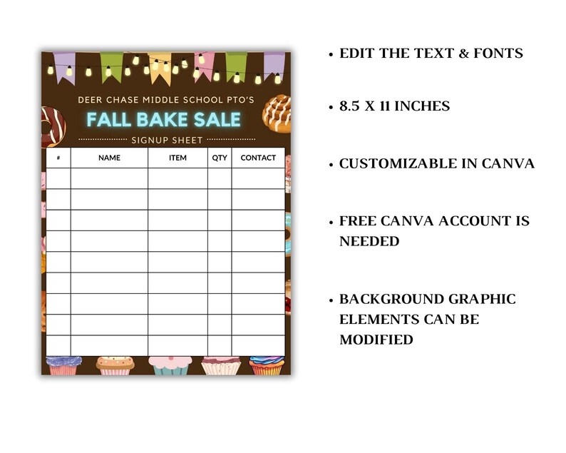Fall Bake Sale Flyer Bundle | Editable PTA Fundraiser (instant Download ...