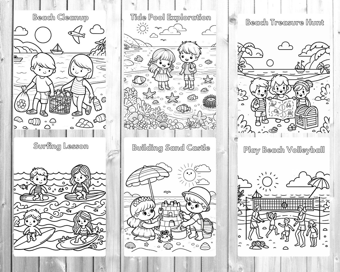 Beach Bliss: 11 Fun Beach Day Coloring Pages| Instant Download | Fun ...