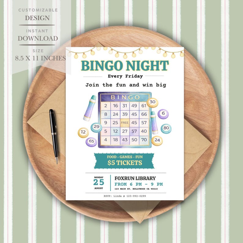 Bingo Night Flyer Template – Editable in Canva - Etsy