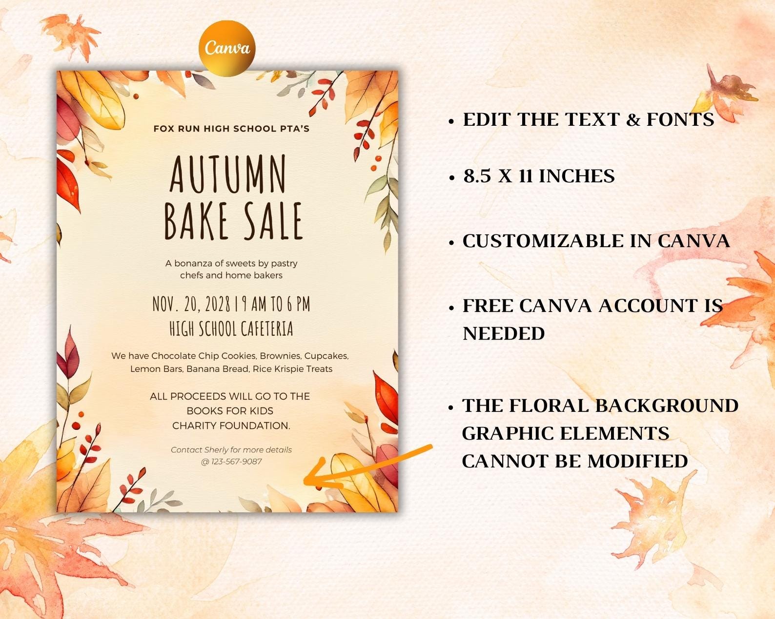 EDITABLE Fall Bake Sale Flyer Bundle | Autumn Bake Sale Flyer | PTA ...