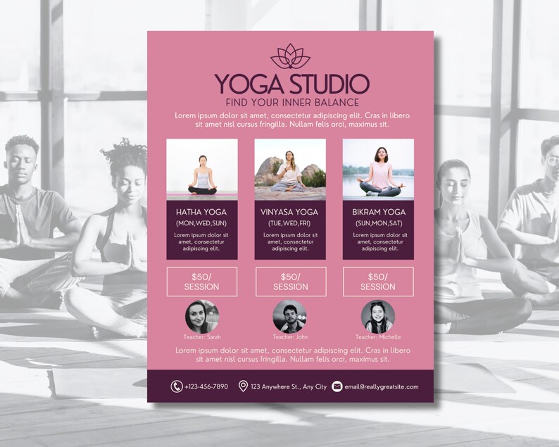 Editable Yoga Class Flyer Template: Studio & Instructor Design (digital ...