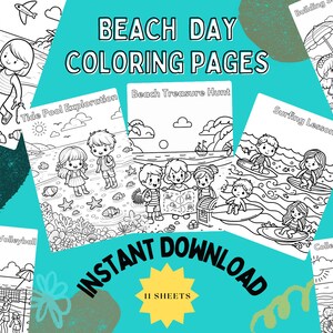 Beach Bliss: 11 Fun Beach Day Coloring Pages| Instant Download | Fun ...