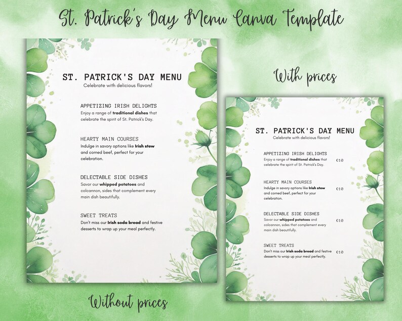 St Patrick's Day Menu Template: Irish Pub Flyer (digital Download) - Etsy