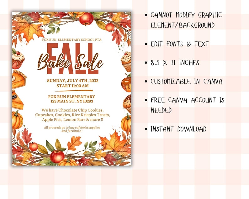 EDITABLE Fall Bake Sale Flyer Bundle | Autumn Bake Sale Flyer | PTA ...