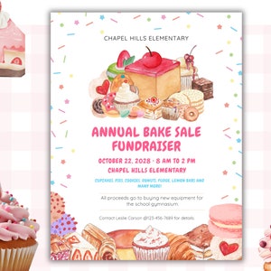 EDITABLE Bake Sale Flyer, PTA Bake Sale Flyer, School Fundraiser Flyer ...