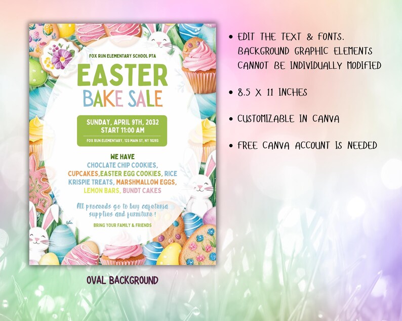 Editable Easter Bake Sale Flyer | Printable Fundraiser (8.5x11 Inches ...