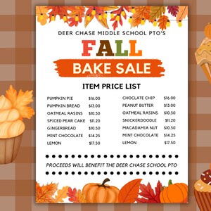 EDITABLE Fall Bake Sale Flyer Bundle | PTA Fundraiser Flyer | Bake Sale ...