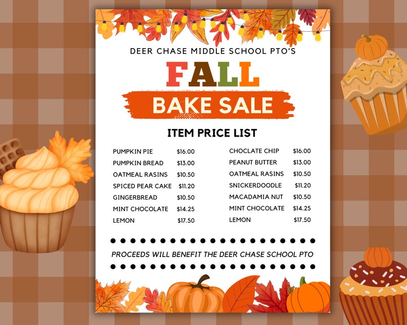 EDITABLE Fall Bake Sale Flyer Bundle | PTA Fundraiser Flyer | Bake Sale ...